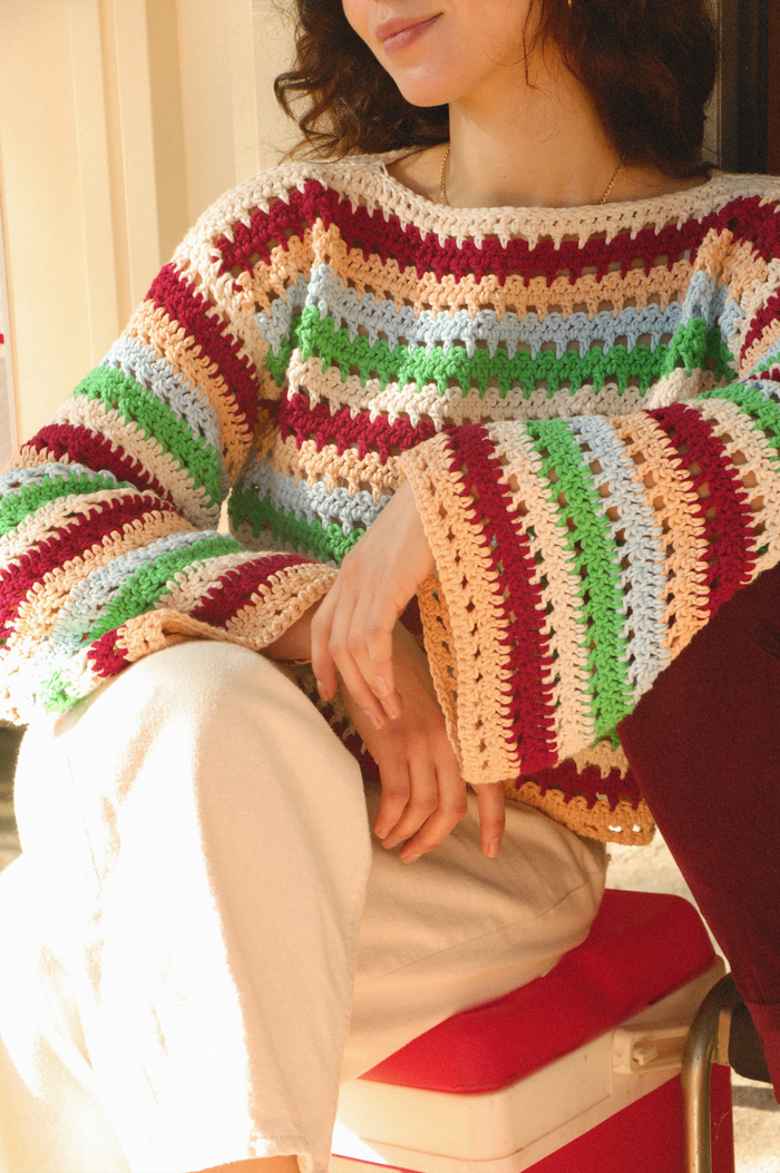 Pull Brigitte rayures rouge